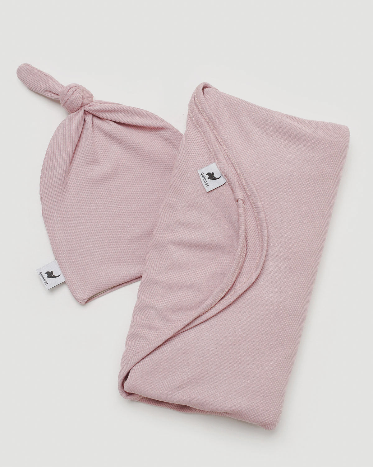 Blush Ribbed Hat & Swaddle Bundle – Quinn St.